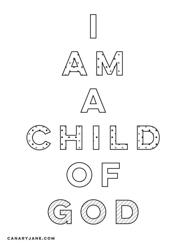 I am a Child of God Free Printable Coloring Sheets and Bookmark ...