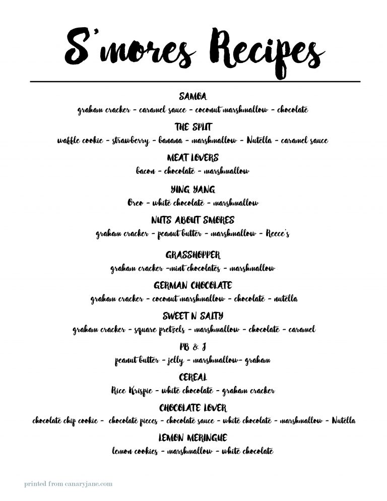 Over 10 Fun Original Creative S’mores Recipes + Free Printable Menu ...