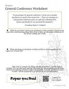 Free Printable General Conference Worksheets – Canary Jane