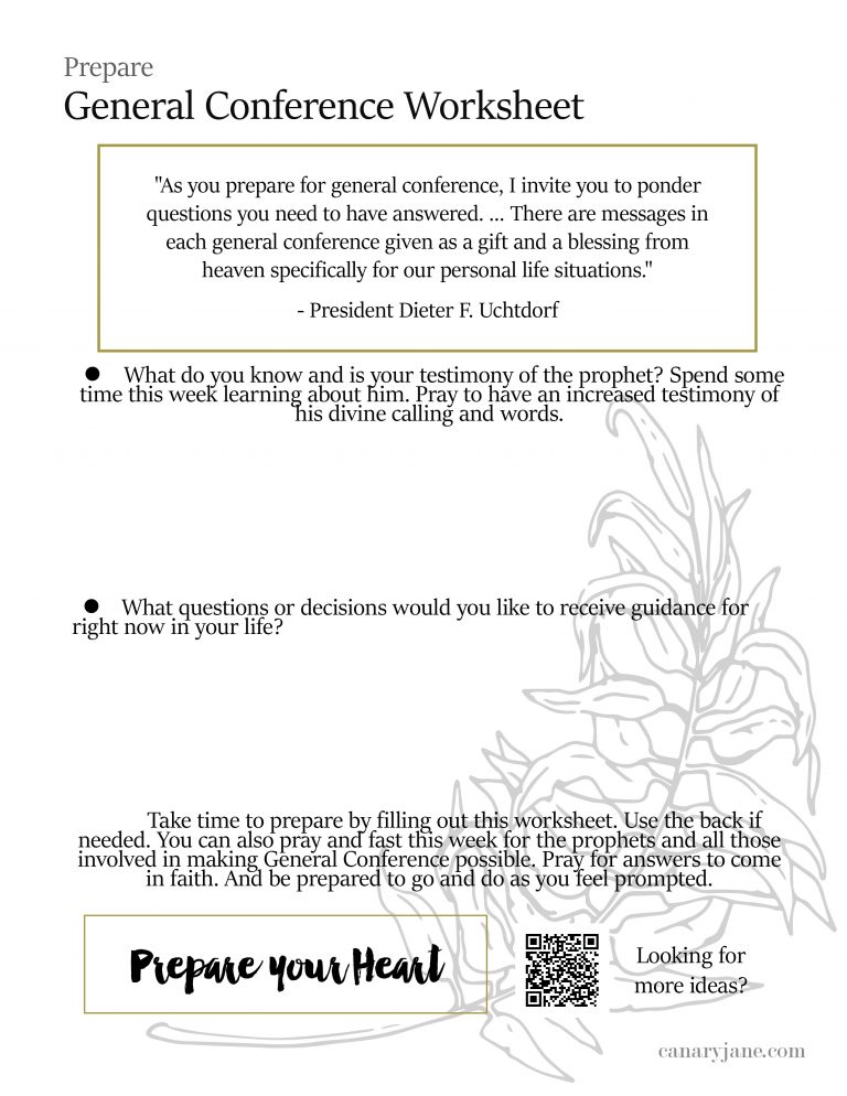 Free Printable General Conference Worksheets – Canary Jane