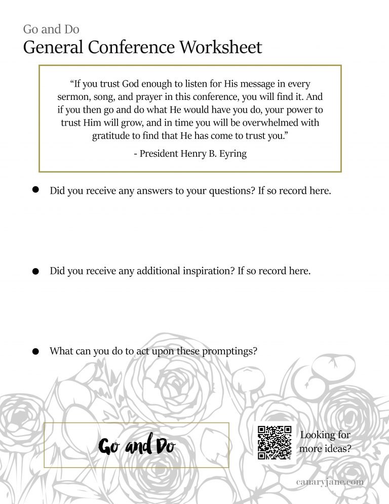 Free Printable General Conference Worksheets – Canary Jane