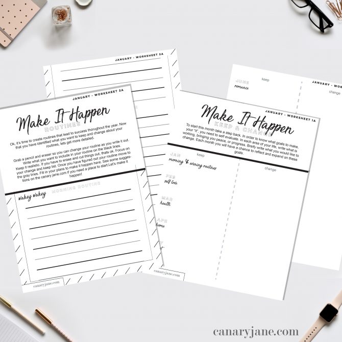 Make It Happen Challenge 2020 + New Years Goals Free Printables ...
