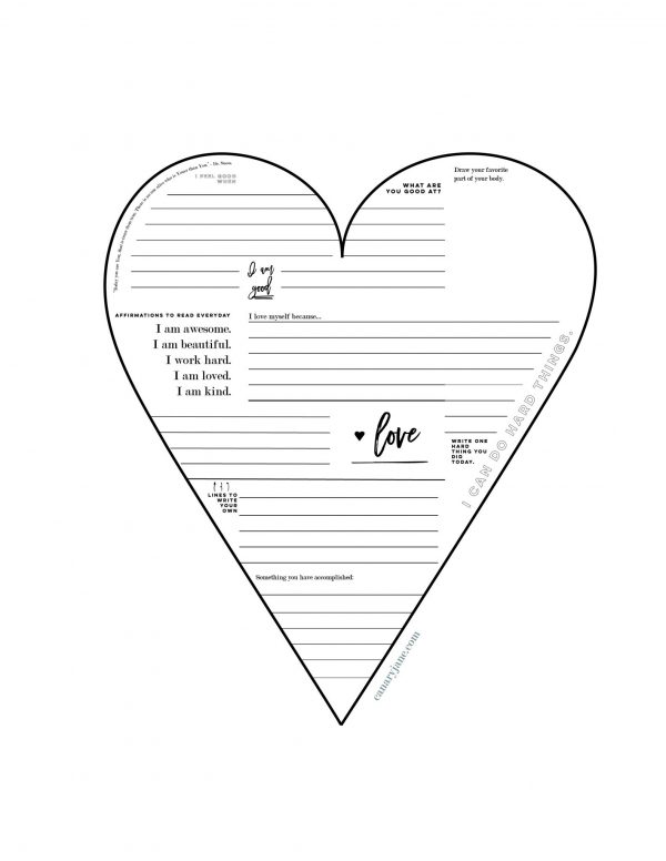 Self Love Worksheets & Love Poster – Canary Jane