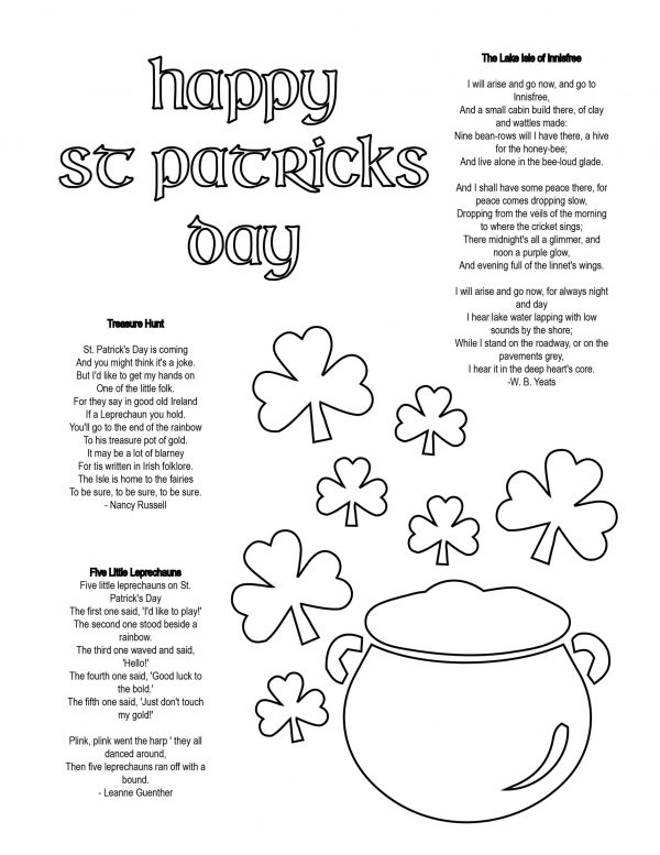 Irish Poem Free Printable + Five Little Shamrock Song – Canary Jane