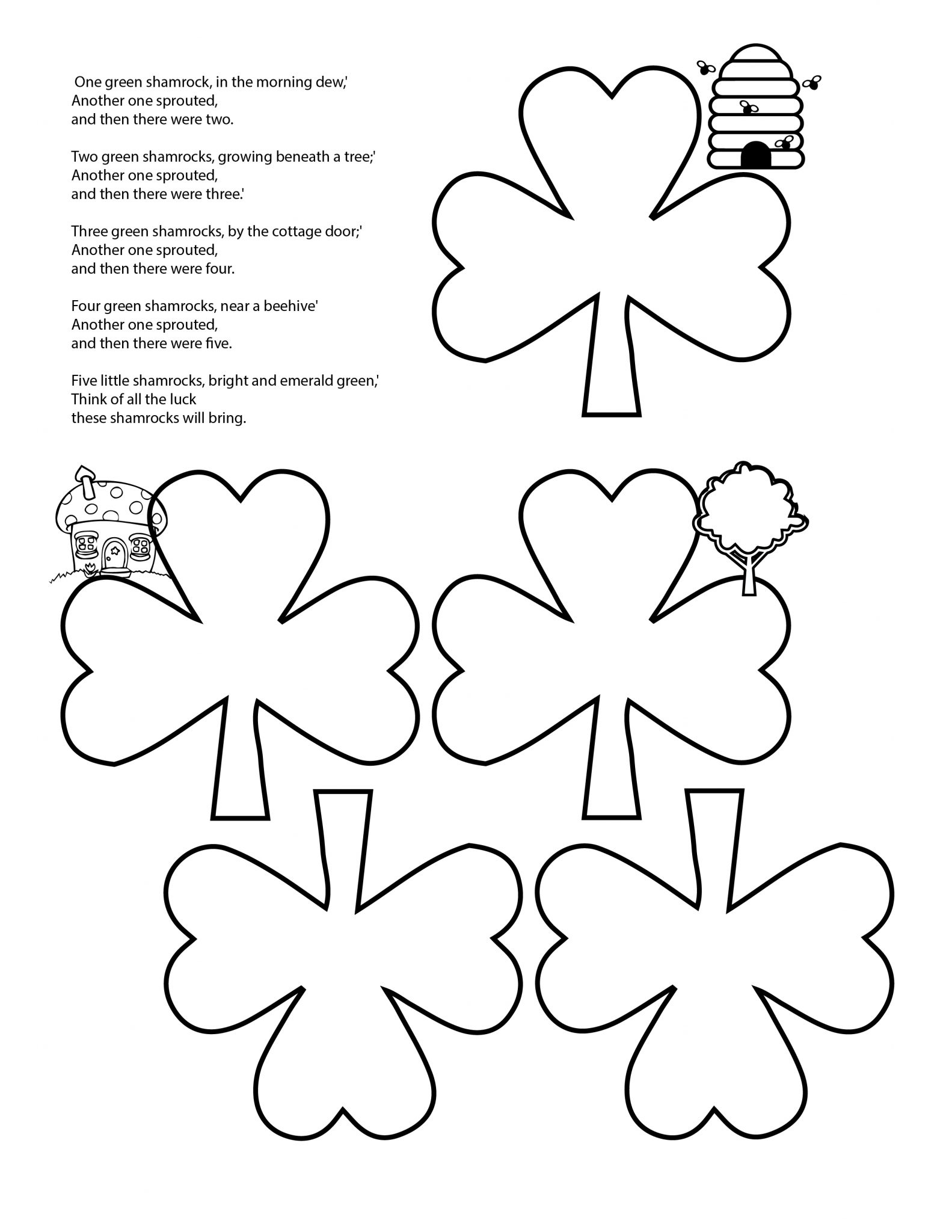 Irish Poem Free Printable + Five Little Shamrock Song – Canary Jane