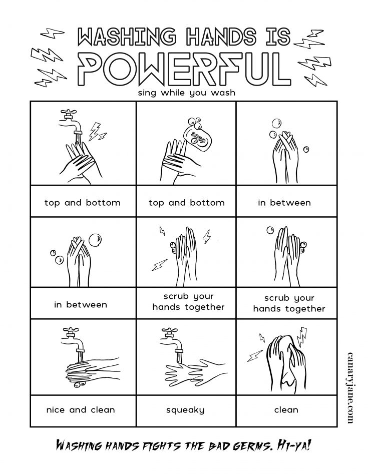 Free Hand Washing Chart Coloring Page for Corona Virus – Canary Jane