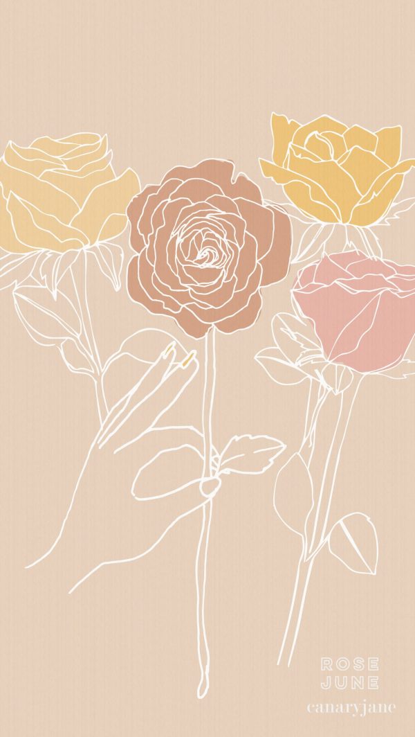 June Rose Birth Flower Background & Coloring Page - Canary Jane